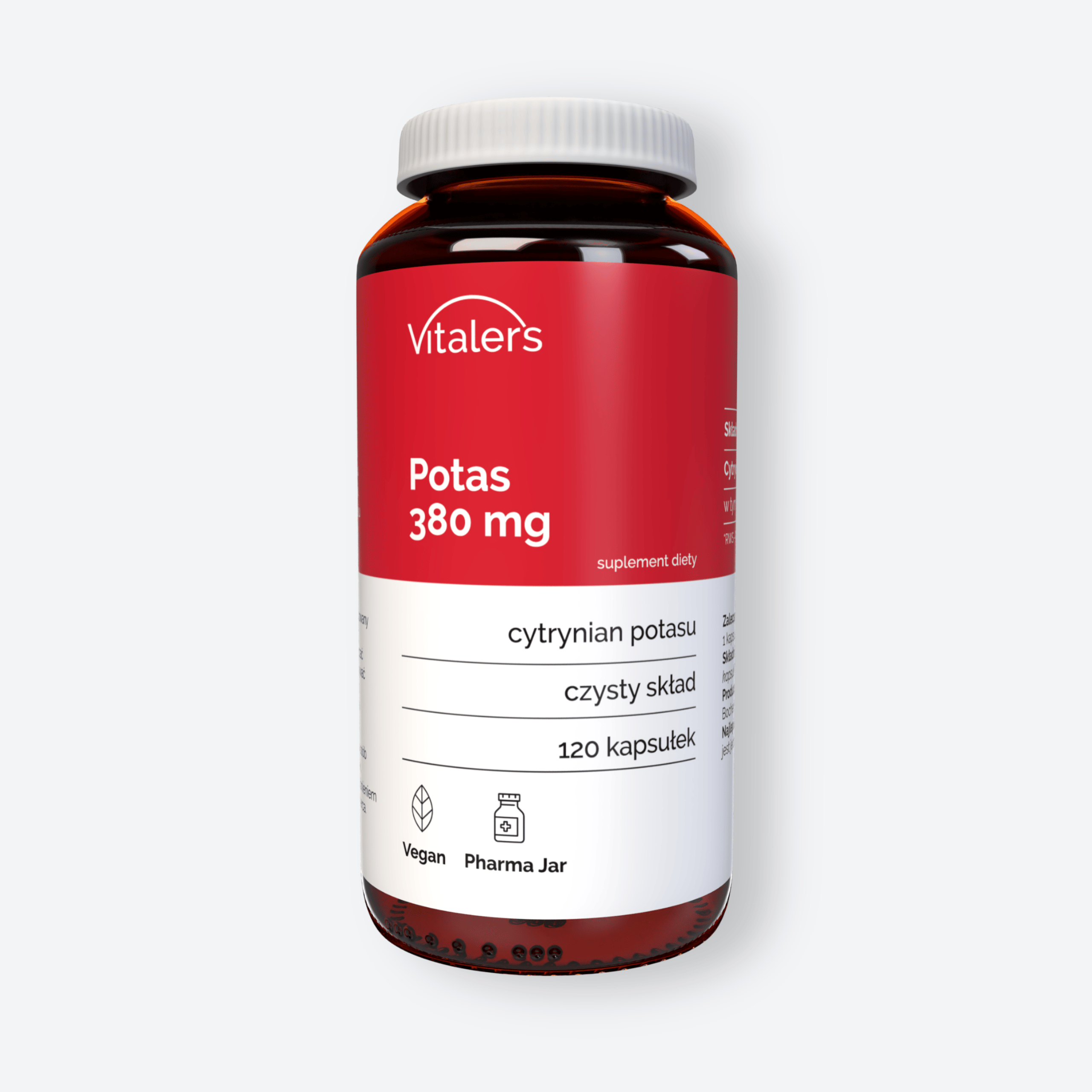 Cytrynian Potasu 380 mg - 120 kapsułek | Vitaler's